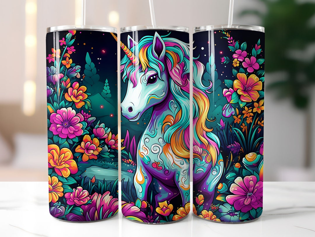 Floral Unicorn Tumbler Wrap PNG, Unicorn Wrap Design, Cute Unicorn ...