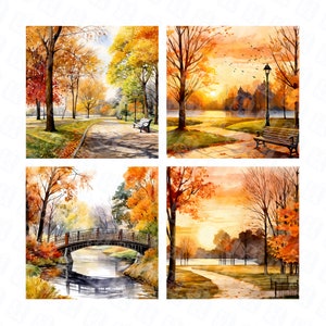 Autumn Park Digital Paper Digital Paper - Digital Background, Park ...