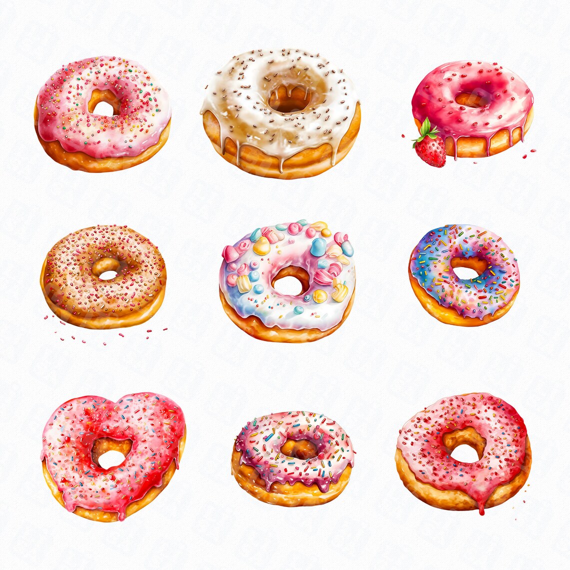 Watercolor Donut Png Donut Clipart Png for Sublimation - Etsy