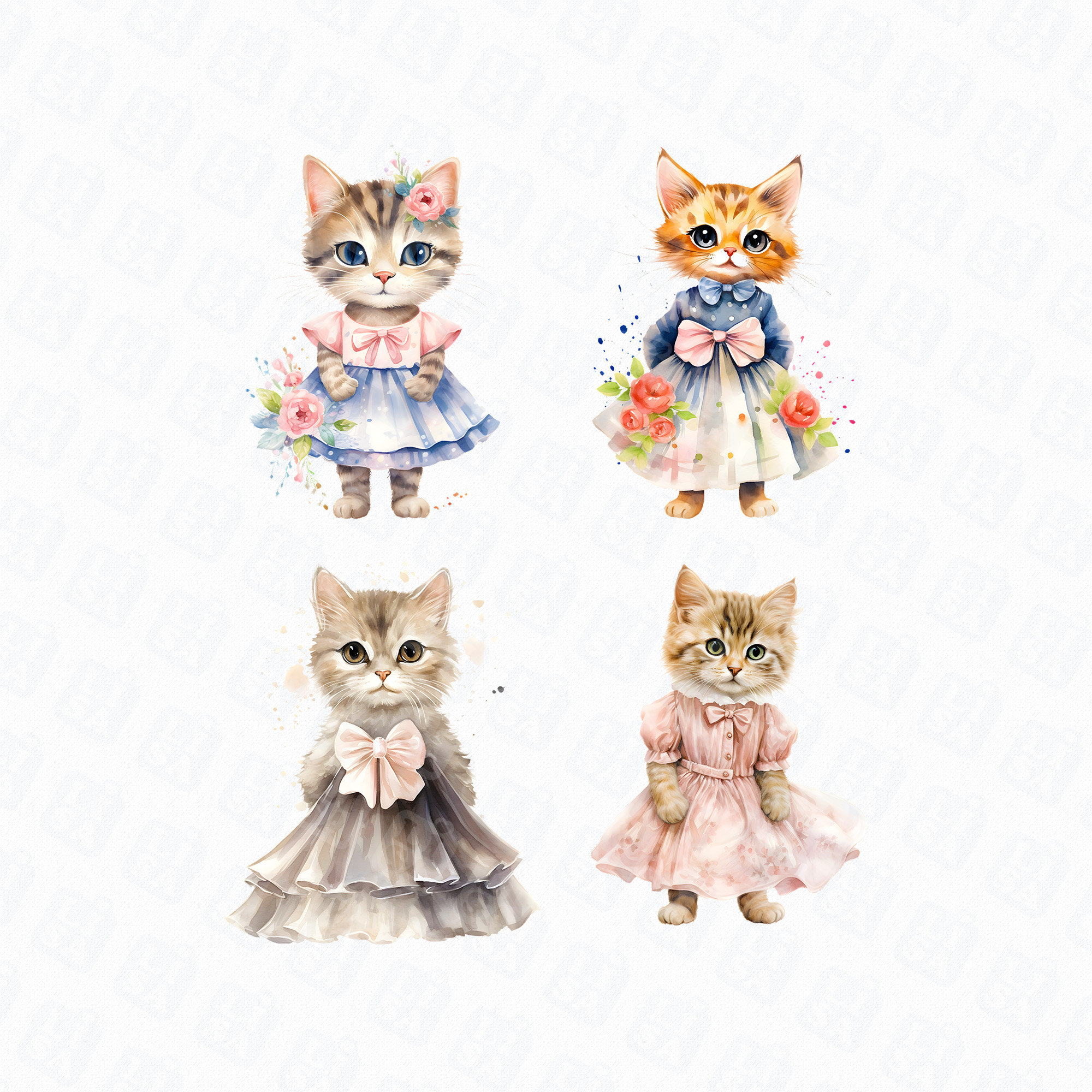 Watercolor Cat in Dress Png - Kitten in Dress, Cat Princess Clipart ...