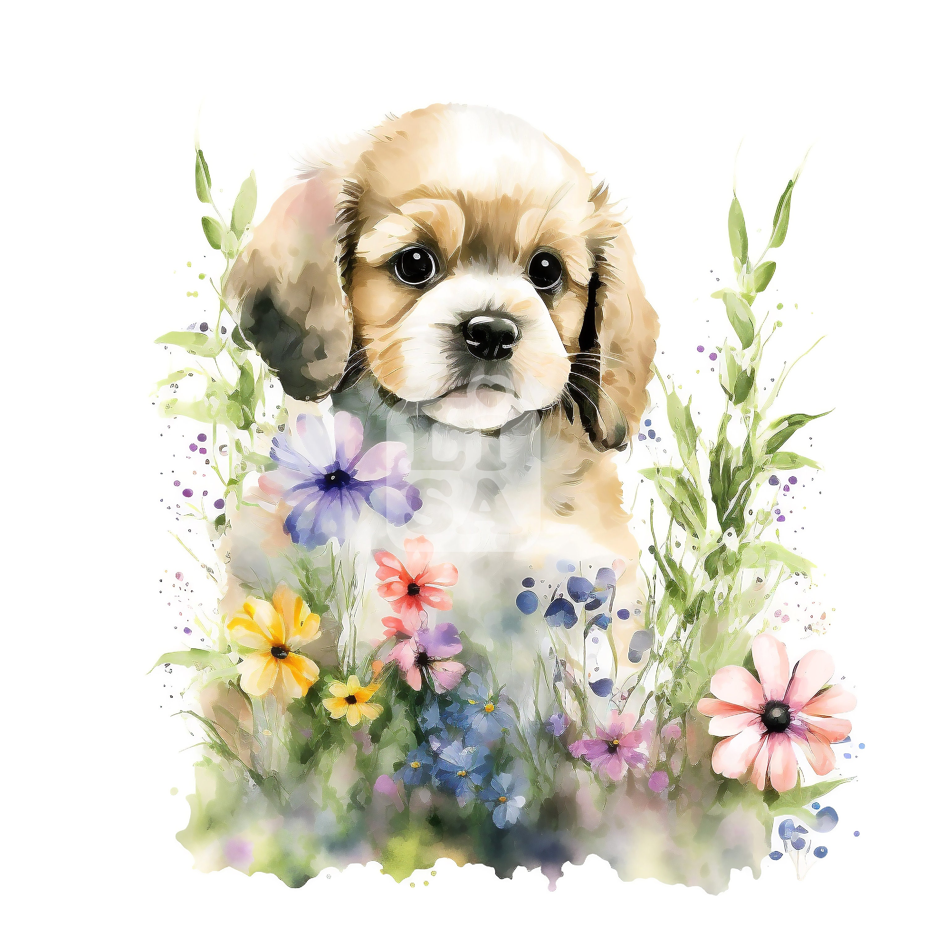 Watercolor Puppy Clipart 8 High Quality Jpgs Puppy Wall Art - Etsy