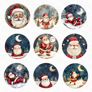 29 Santa Round Ornament Clipart, Round Christmas Clipart, Santa ...
