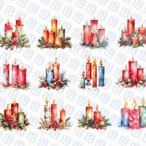 34 Watercolor Christmas Candle Png. Christmas Clipart. Festive Candles ...