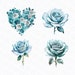Watercolor Aqua Roses Png Turquoise Flower Bouquet Clipart Flower ...