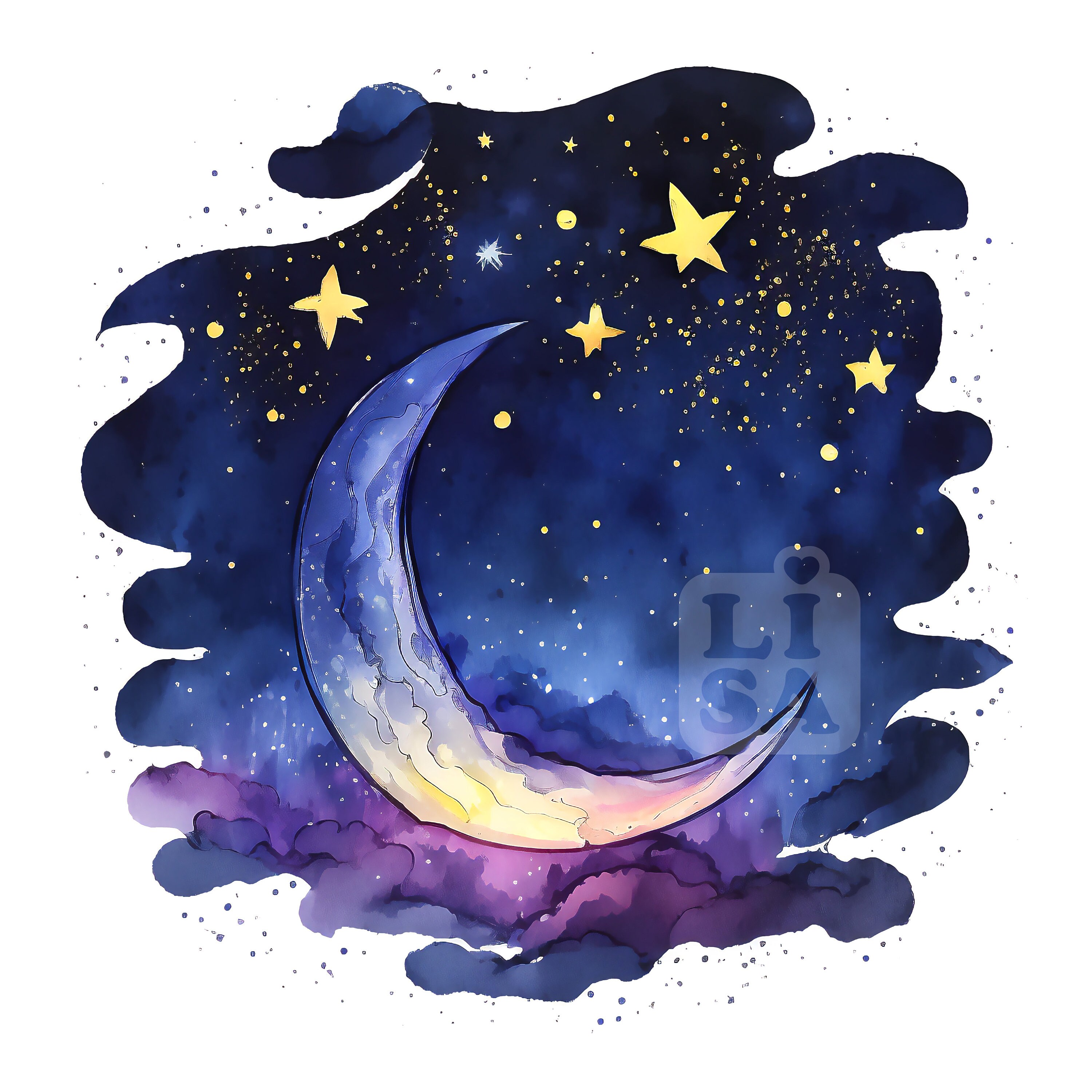 Watercolor Magical Night Sky Clipart 8 High Quality Jpgs - Etsy