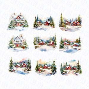 Watercolor Christmas House Png - Christmas Village Png Clipart ...