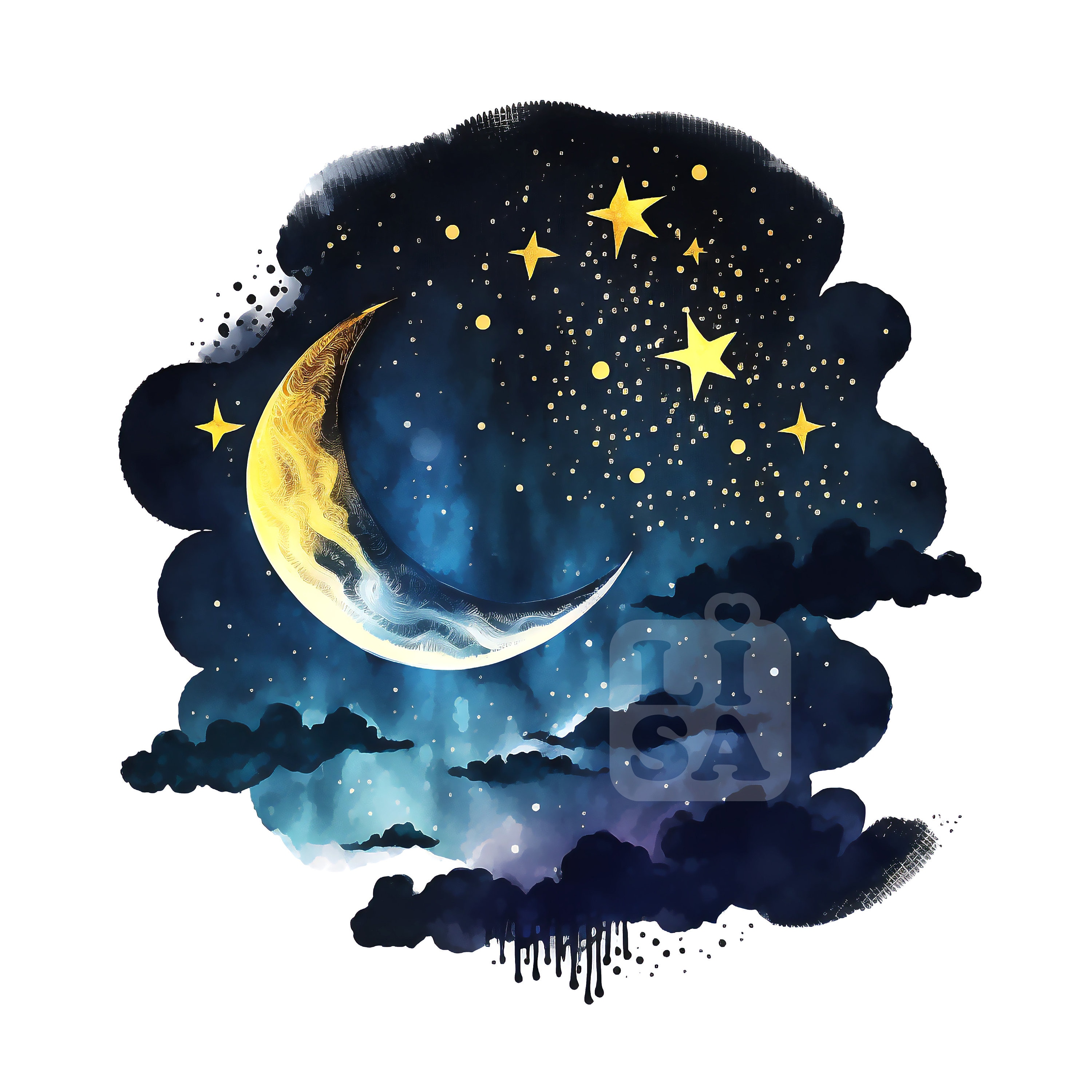 Watercolor Magical Night Sky Clipart 8 High Quality Jpgs - Etsy