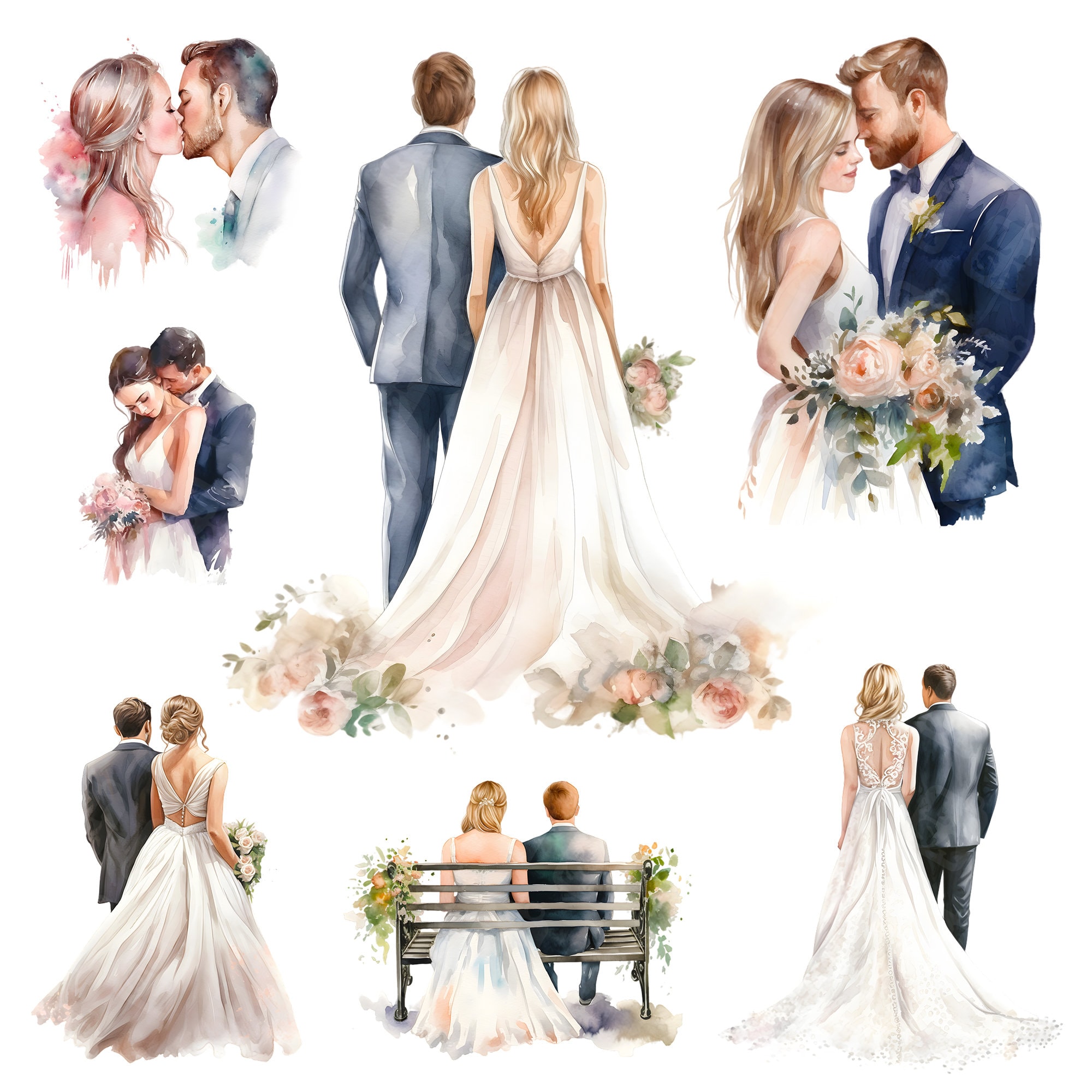 Watercolor Bride and Groom Png Wedding Invitation Clipart - Etsy UK