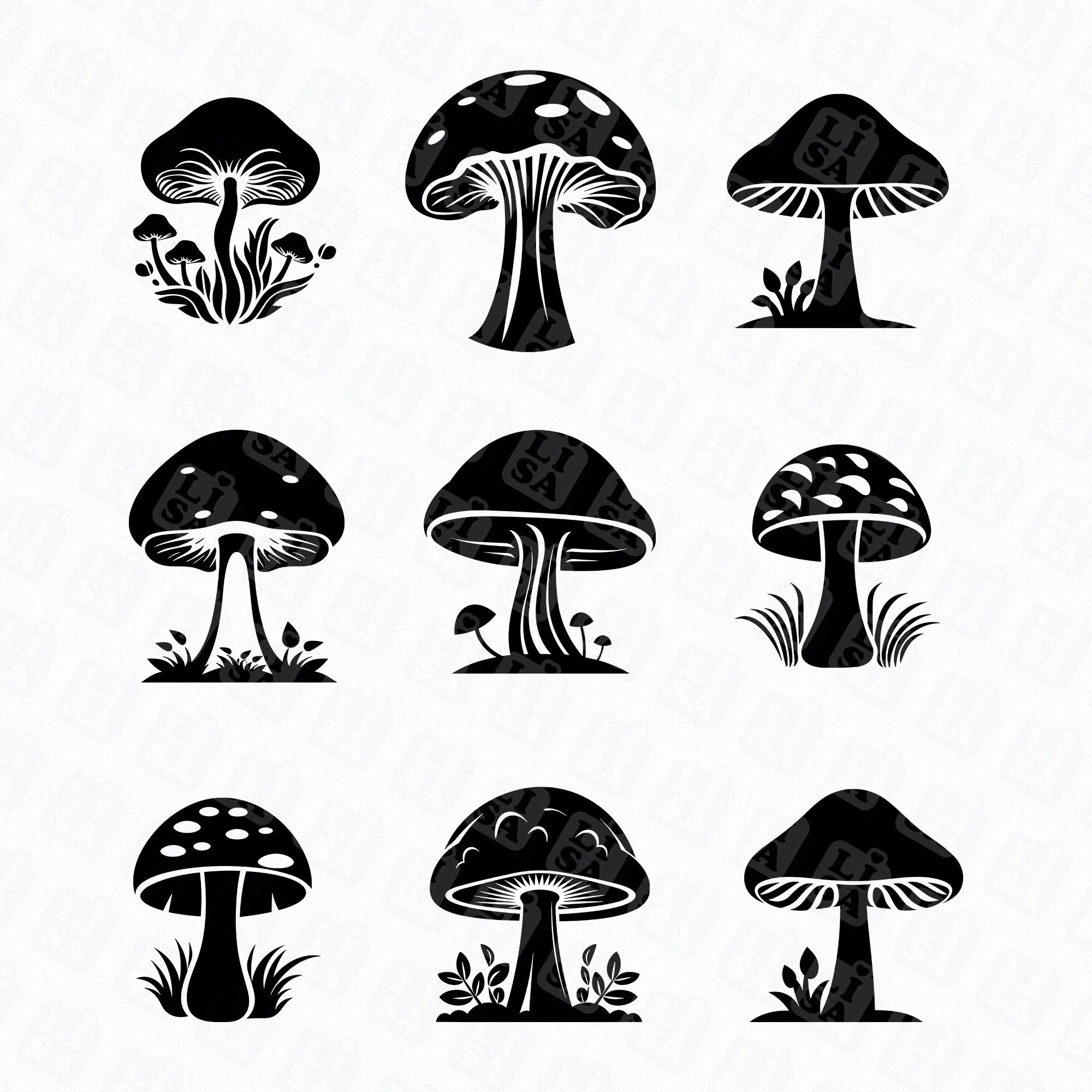 Mushrooms Svg Dxf Png Magic Mushroom Clipart Mushroom - Etsy