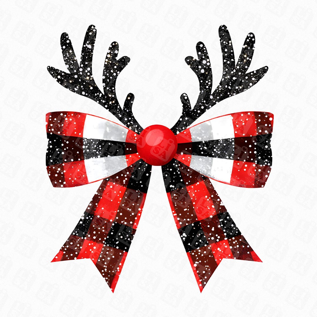 Christmas Coquette Bow Png, Coquette Christmas Png, Reindeer Bow Png ...