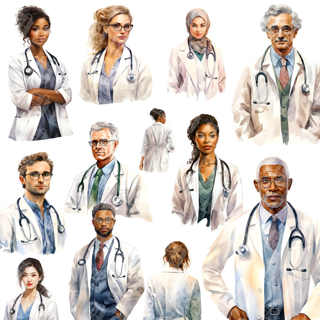 Watercolor Doctor Png Designs - Medical Png, Doctor Clipart, Woman, Man ...