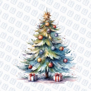 24 Watercolor Christmas Tree Printable - Watercolour Christmas Wall Art ...