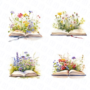 Watercolor Floral Book - Book With Flowers Bundle Clipart Graphics in ...