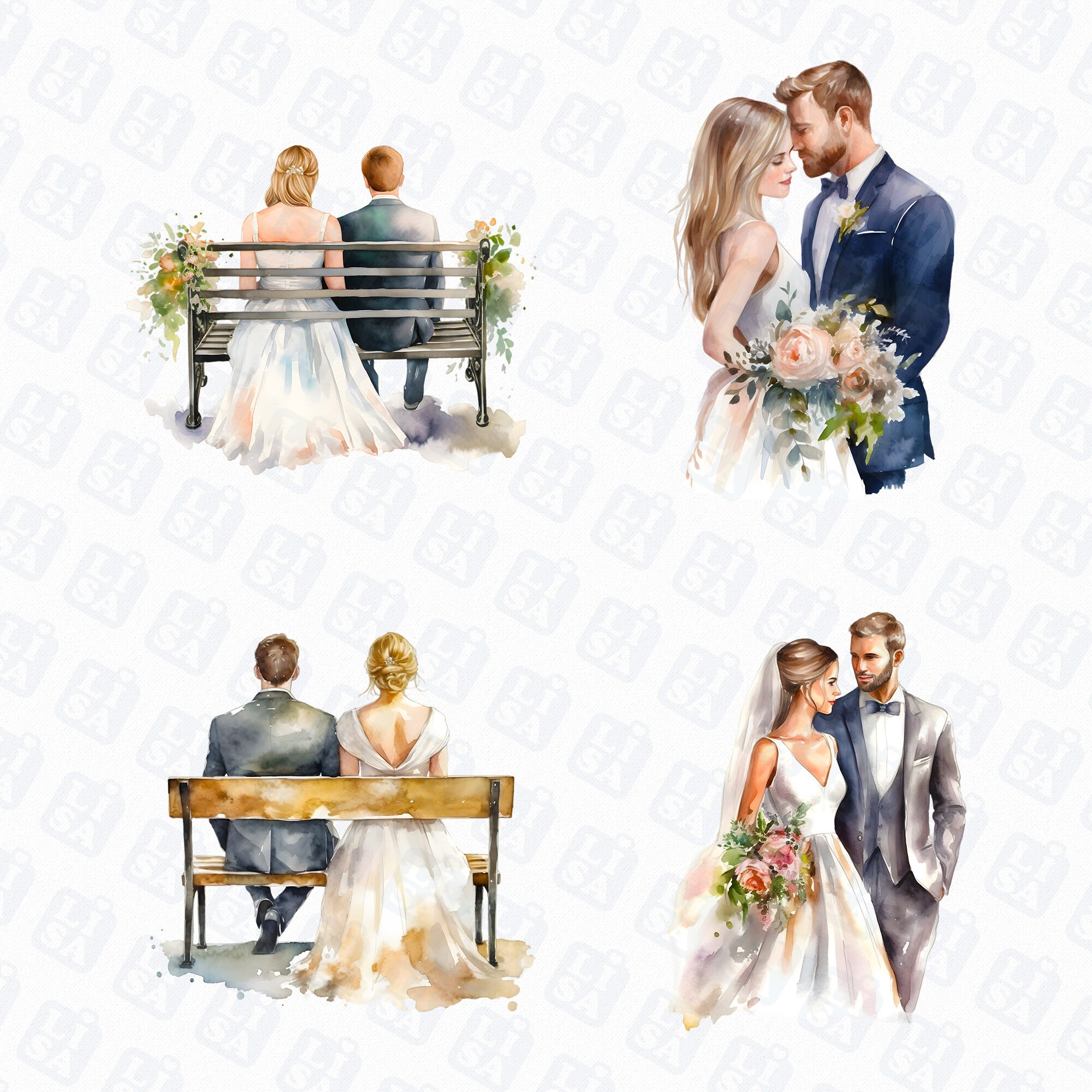 Watercolor Bride and Groom Png Wedding Invitation Clipart - Etsy UK