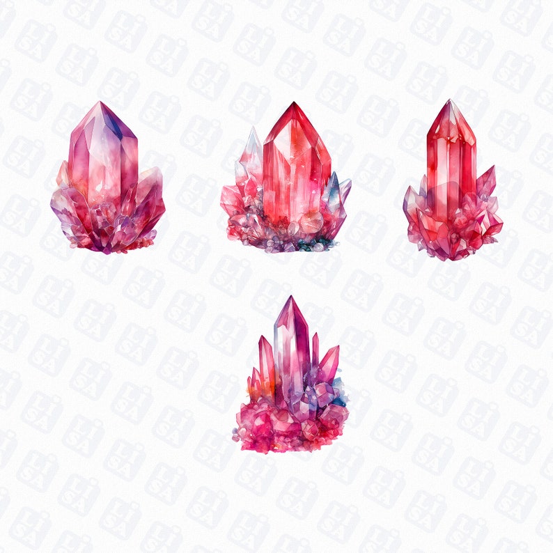 Watercolor Fantasy Crystal Png Pink Gemstone & Magic - Etsy