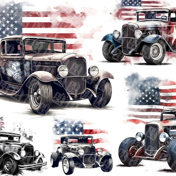 American Flag Hot Rod Canvas - Etsy