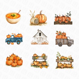 50 Pumpkin Harvest Clipart Png, Farm Harvest Clipart, Autumn Farmhouse ...
