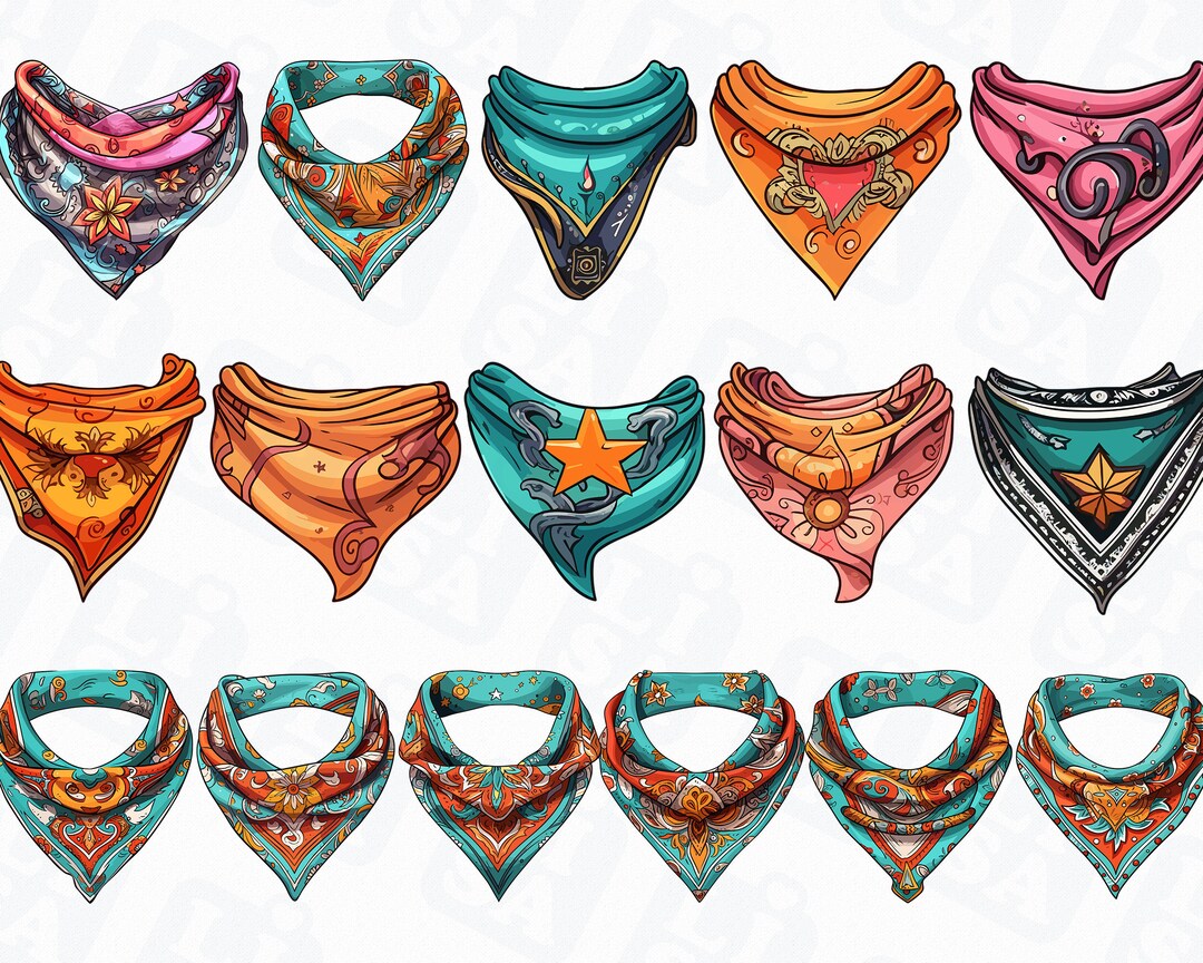 16 Western Bandana Png. Western Clipart Sublimation Png. Instant ...