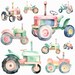 Watercolor Nursery Cute Tractor Png - Pastel Tractor Clipart, Farm ...