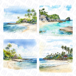 Tropical Islands Digital Paper - Digital Background, Summer Vibes ...
