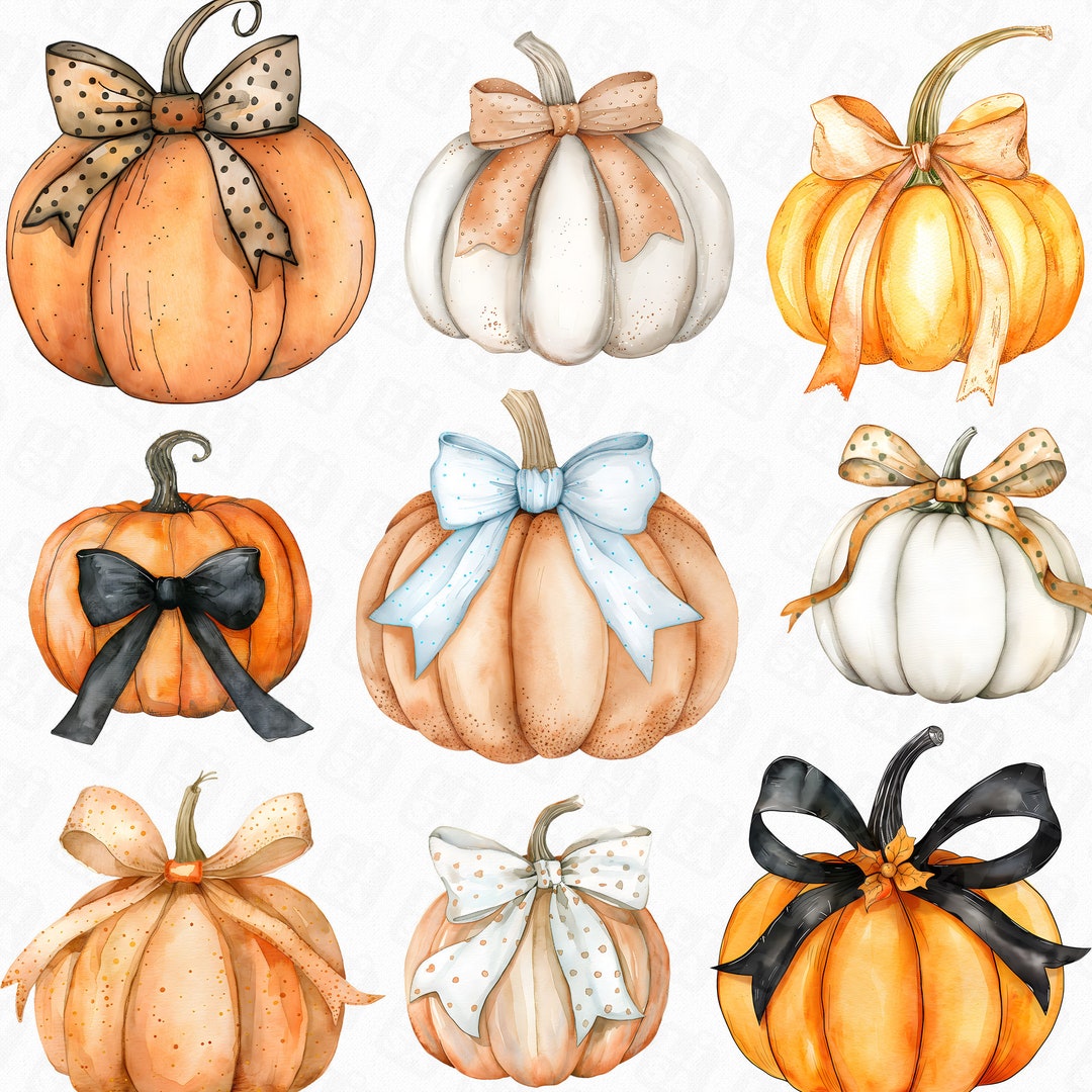 68 Coquette Pumpkin Png, Bow Pumpkin Sublimation, Cute Pumpkin Bundle ...