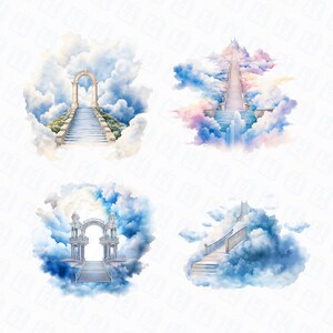 Watercolor Heaven PNG - Christian Clipart, Stairs to Heaven Entrance ...