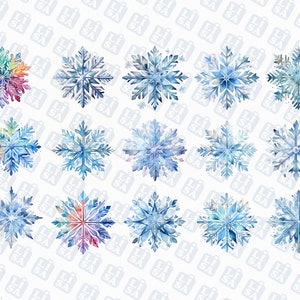 35 Watercolor Snowflake Images - Winter Clipart Graphics in Jpg Format ...