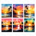 Sunset Tropical Islands Digital Paper - Summer Vibes, Sunset Beach ...