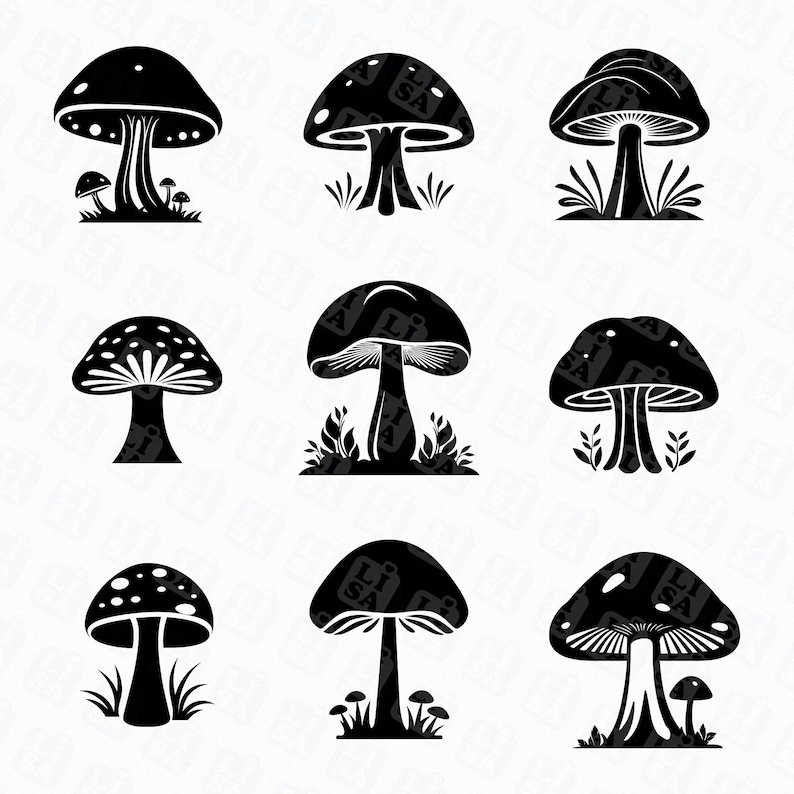 Mushrooms Svg Dxf Png Magic Mushroom Clipart Mushroom - Etsy