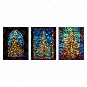 Stained Glass Christmas Digital Paper - Christmas Design, Digital ...