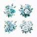 Watercolor Aqua Roses Png Turquoise Flower Bouquet Clipart Flower ...