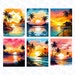 Sunset Tropical Islands Digital Paper - Summer Vibes, Sunset Beach ...
