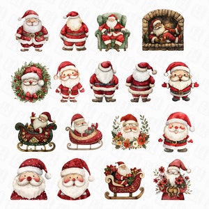 128 Santa Clipart, Christmas Clipart, Santa Face Design, Full Body ...