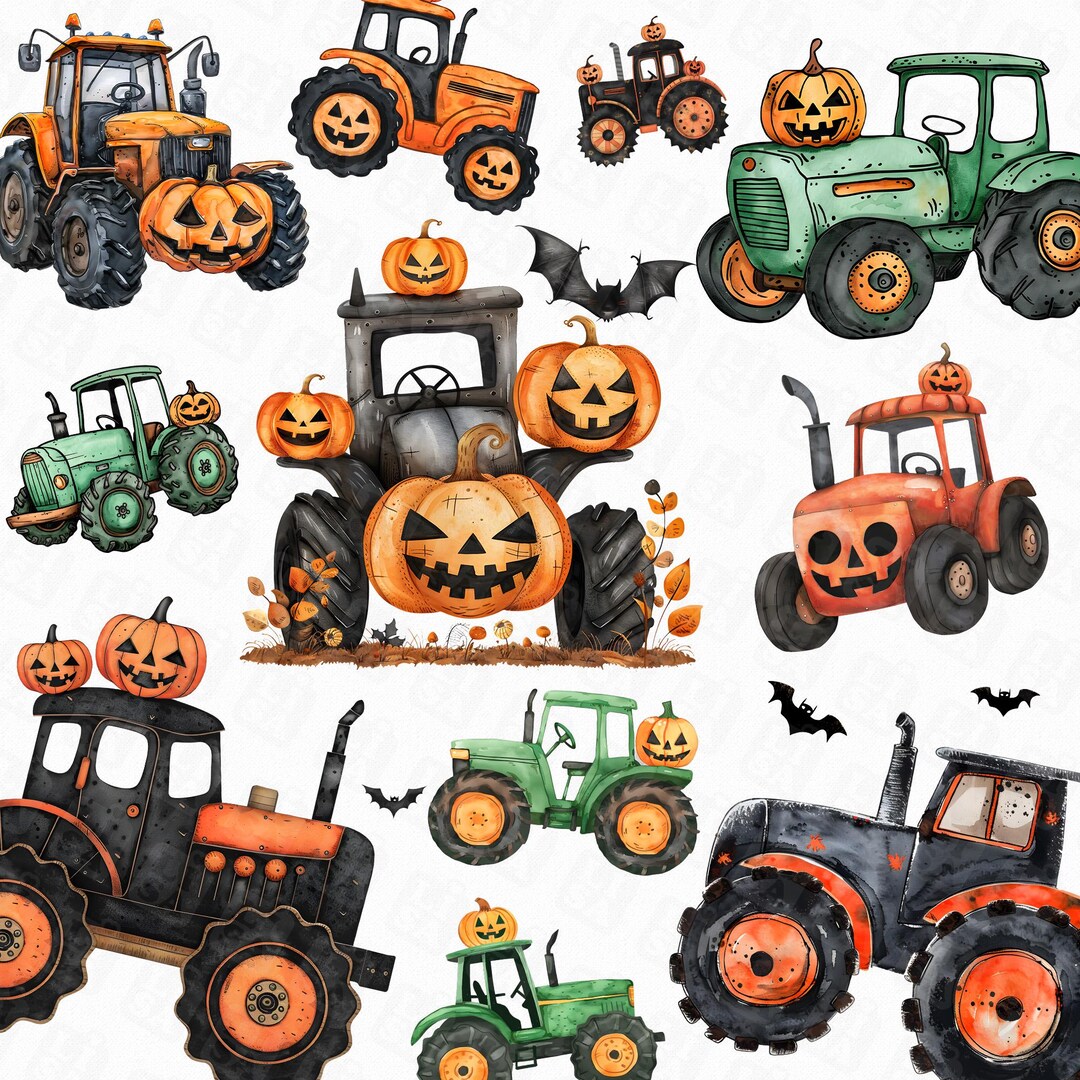 30 Halloween Tractor Png - Spooky Tractor Clipart, Pumpkin Tractor ...