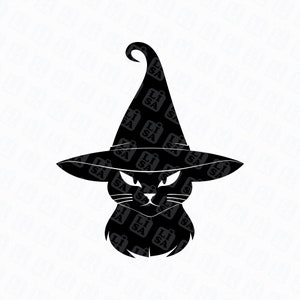 Witch Black Cat Svg Dxf Png Vector - Halloween Svg - Witch Svg - Witch ...