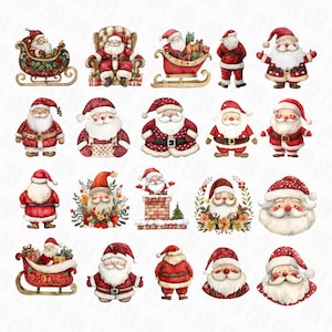 128 Santa Clipart, Christmas Clipart, Santa Face Design, Full Body ...