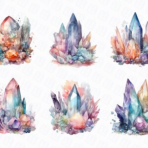 24 Watercolor Fantasy Magic Crystal Png Craft Making Clipart - Fantasy ...