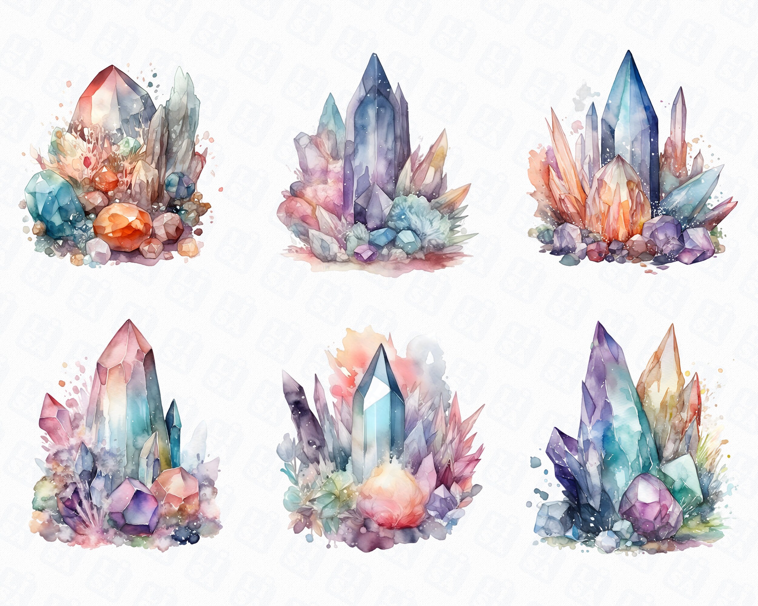 24 Watercolor Fantasy Magic Crystal Png Craft Making Clipart - Etsy