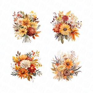 Watercolor Autumn Flower Bouquet Clipart - Fall Bouquet - Digital ...
