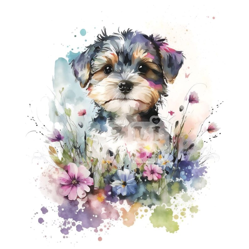 Watercolor Puppy Clipart 8 High Quality Jpgs Puppy Wall Art - Etsy