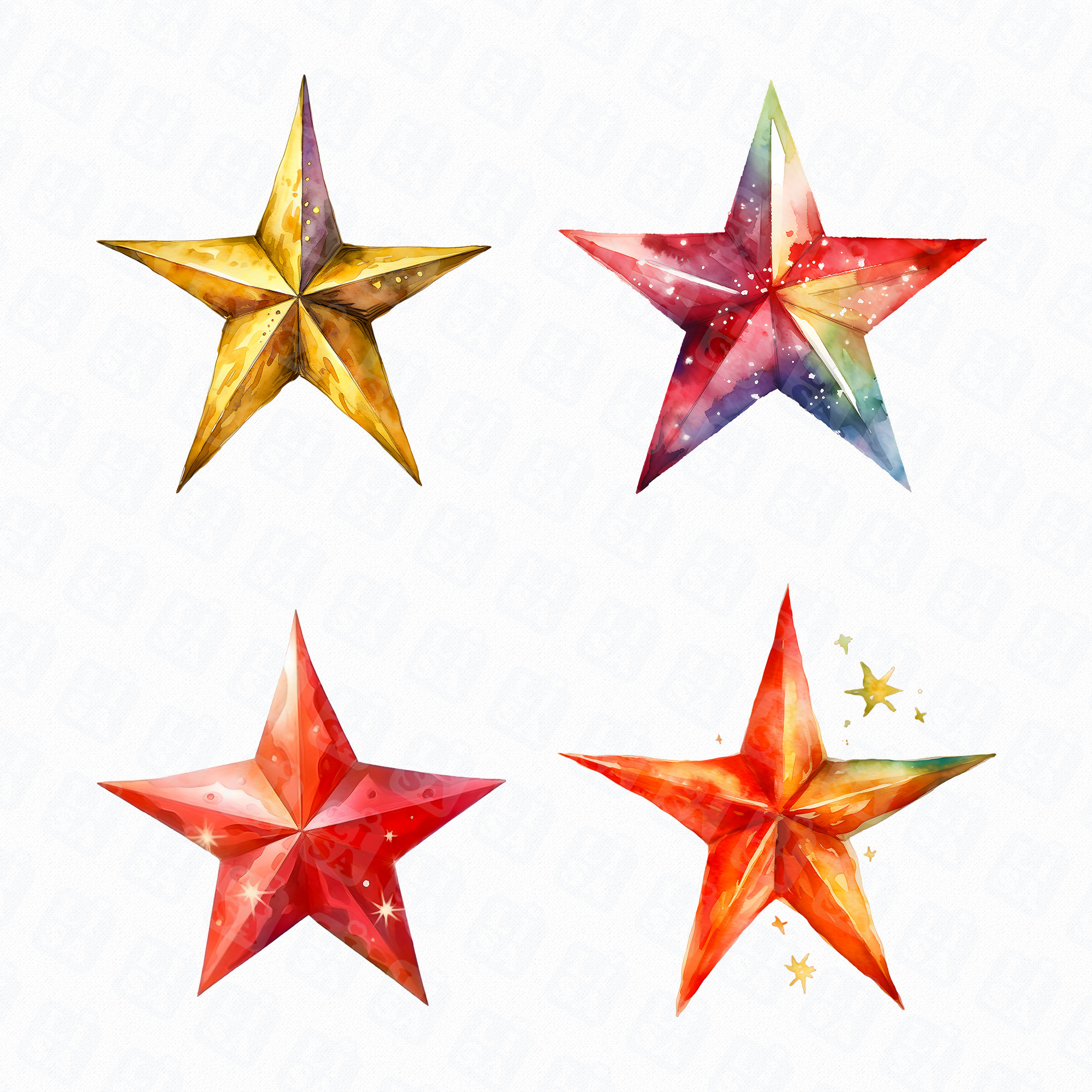 Watercolor Star Png Christmas Star Clipart Digital - Etsy