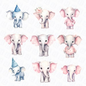 Pink and Blue Baby Elephant Png - Nursery Elephant, Baby Nursery ...