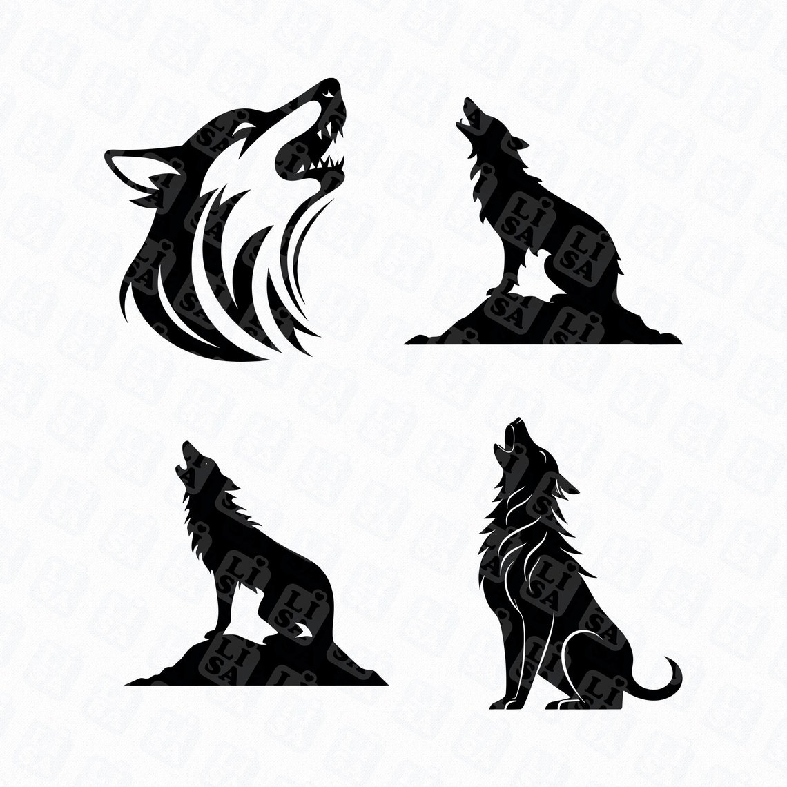 Howling Wolf Svg - Woodland Animals Svg, Wolf Cutout Clipart, Forest ...