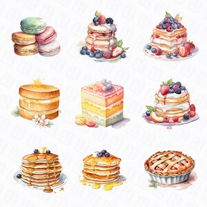 25 Watercolor Desserts - Sweet Clipart, Donut, Cookie, Cupcake ...