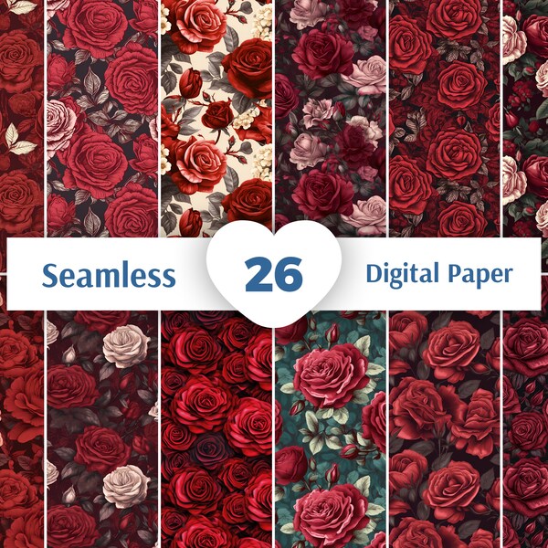 Roses Digital Paper - Etsy
