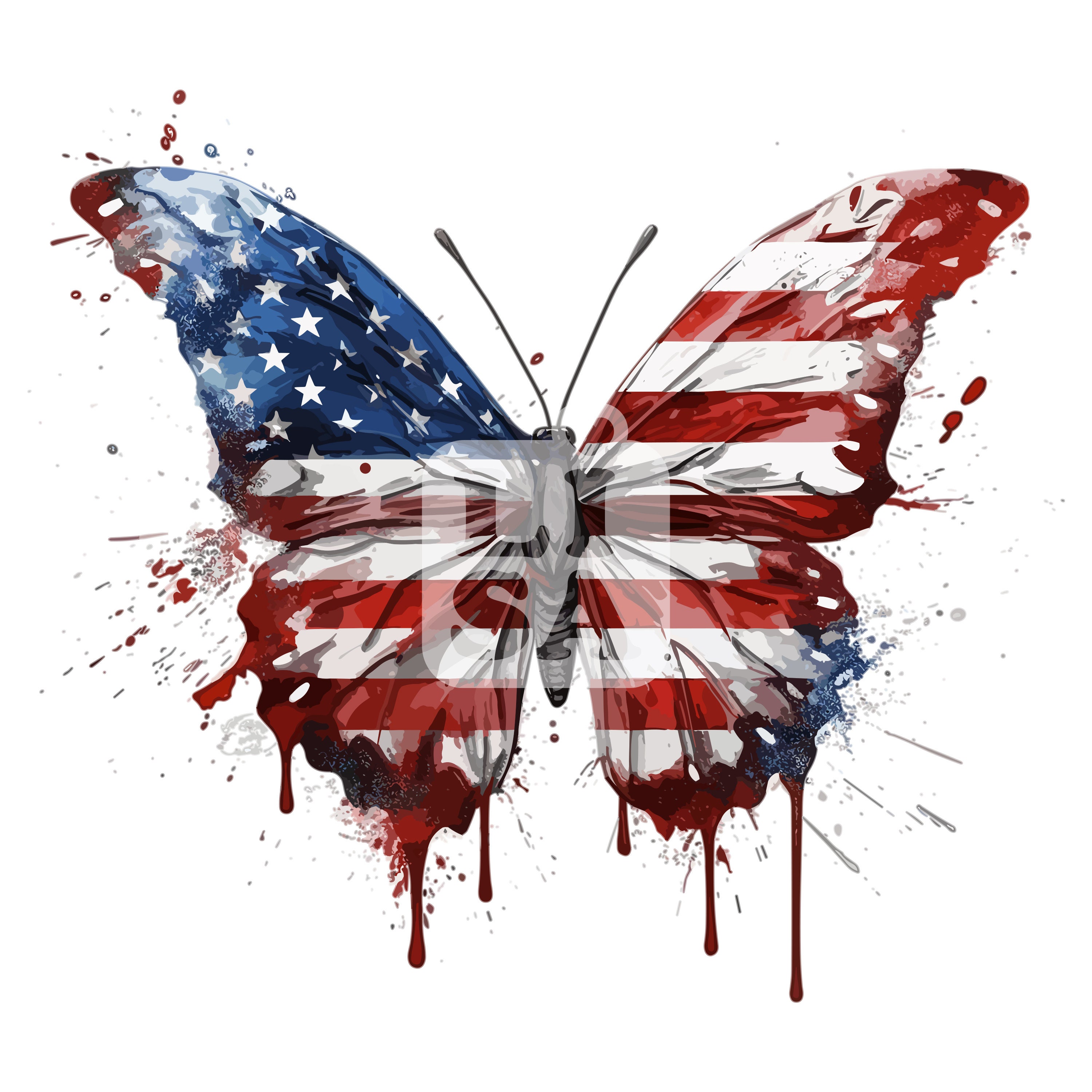 28 Watercolor Patriotic Butterfly Png American Butterfly Png - Etsy