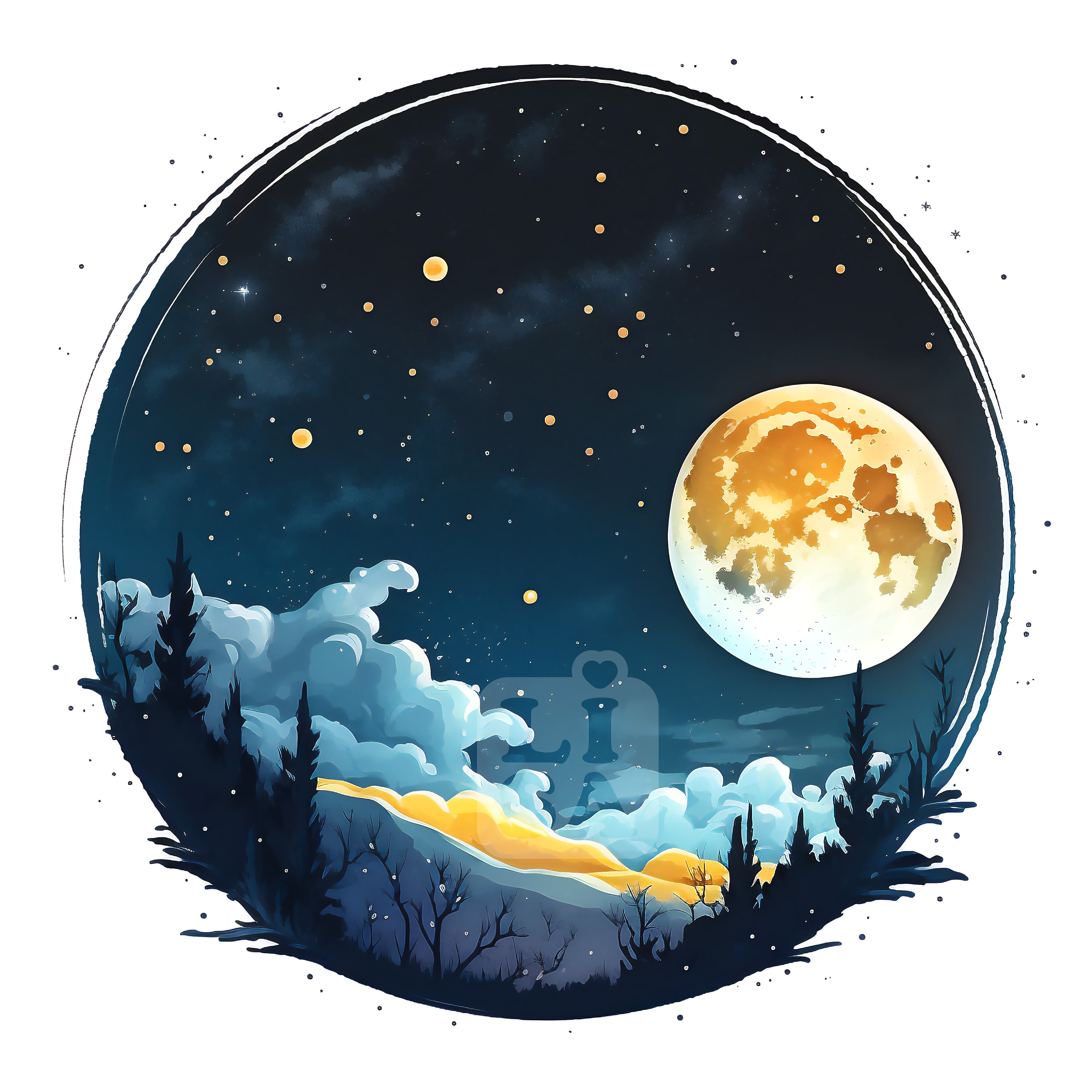 Watercolor Magical Night Sky Clipart 8 High Quality Jpgs - Etsy