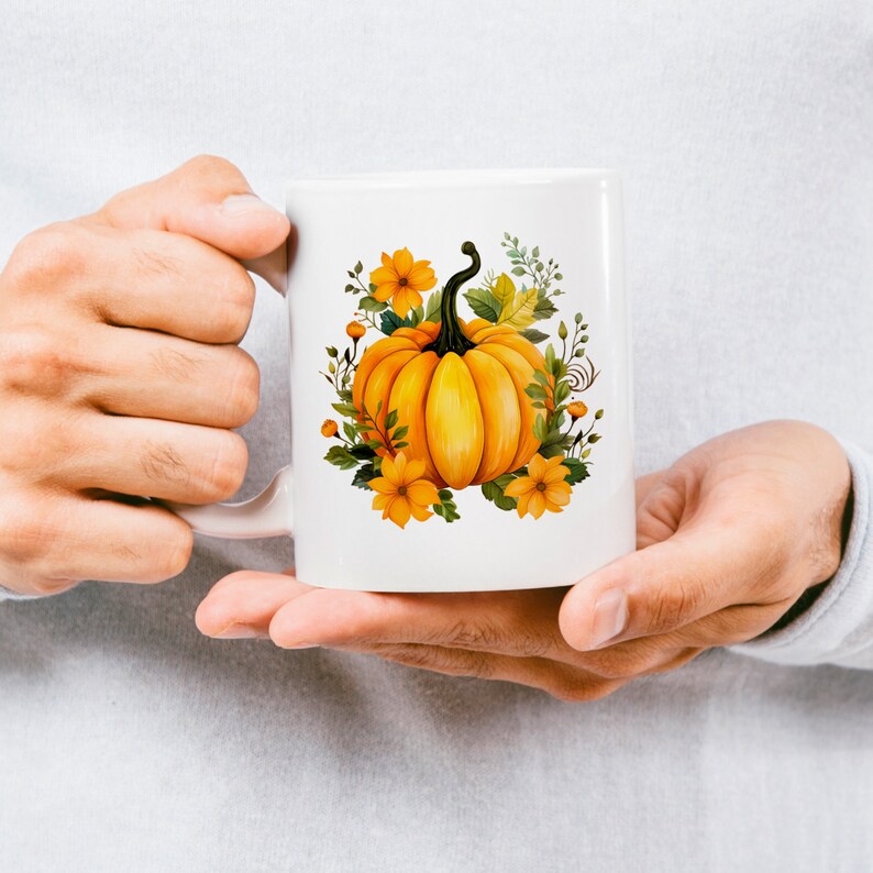 Watercolor Floral Pumpkin Png Cute Boho Pumpkin Fall - Etsy