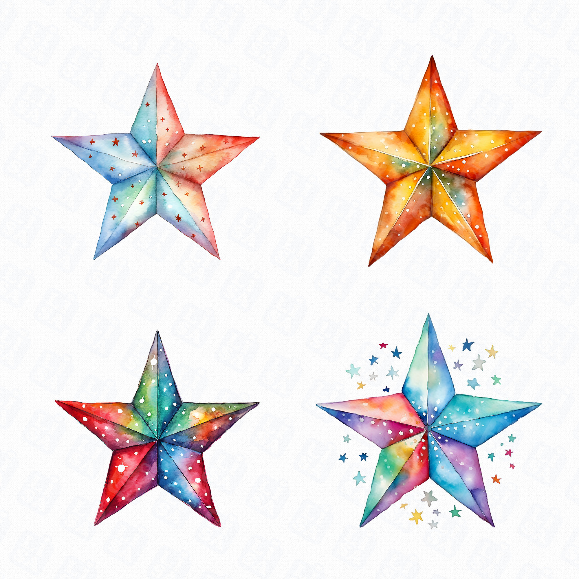 Watercolor Star Png Christmas Star Clipart Digital - Etsy