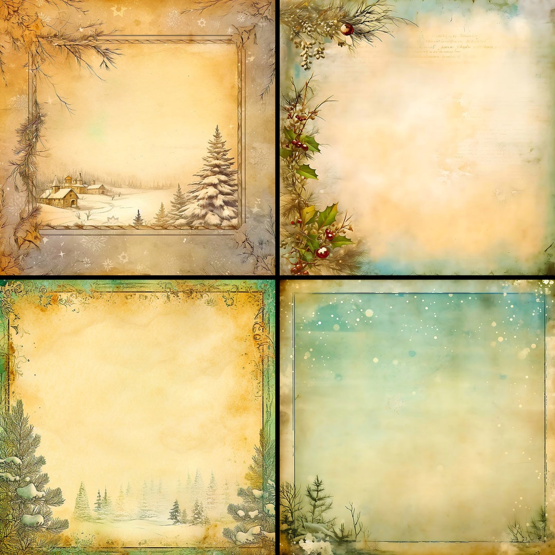 Vintage Christmas Background - Square Printable Paper, Vintage ...